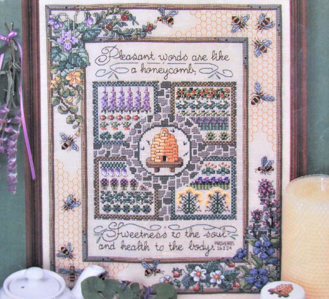 Honey Bees, Beehive Cross Stitch Sampler Pattern/ Apiary Counted Cross ...