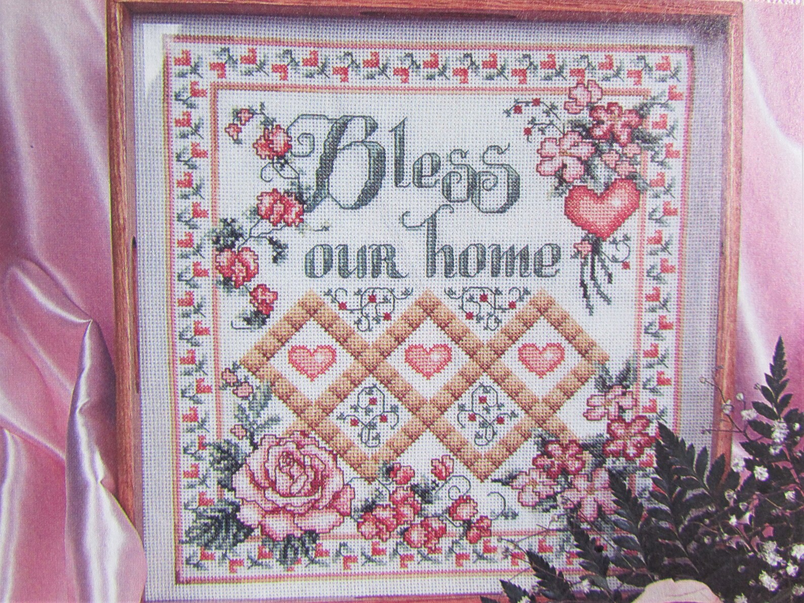 Bless Our Home Cross Stitch Sampler Pattern/ Welcome Sign With Hearts ...