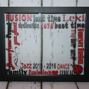Dance Words Glass Floating Picture Frame-dance Team Gift, Dance Teacher ...