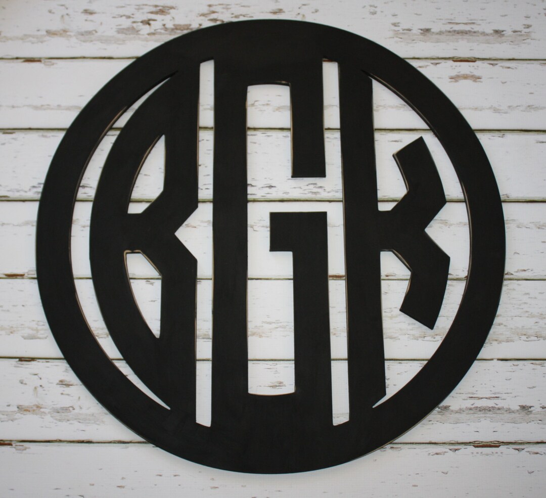 Wood 3 Letter Circle Monogram-hand Painted in Your Choice of - Etsy