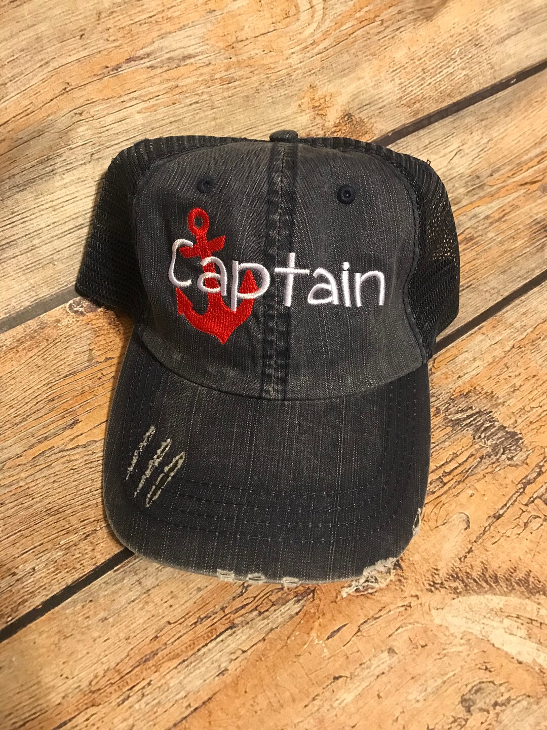 Captain Embroidered Hats, Personalized Hats, Vacation Hat, Boat Captain ...