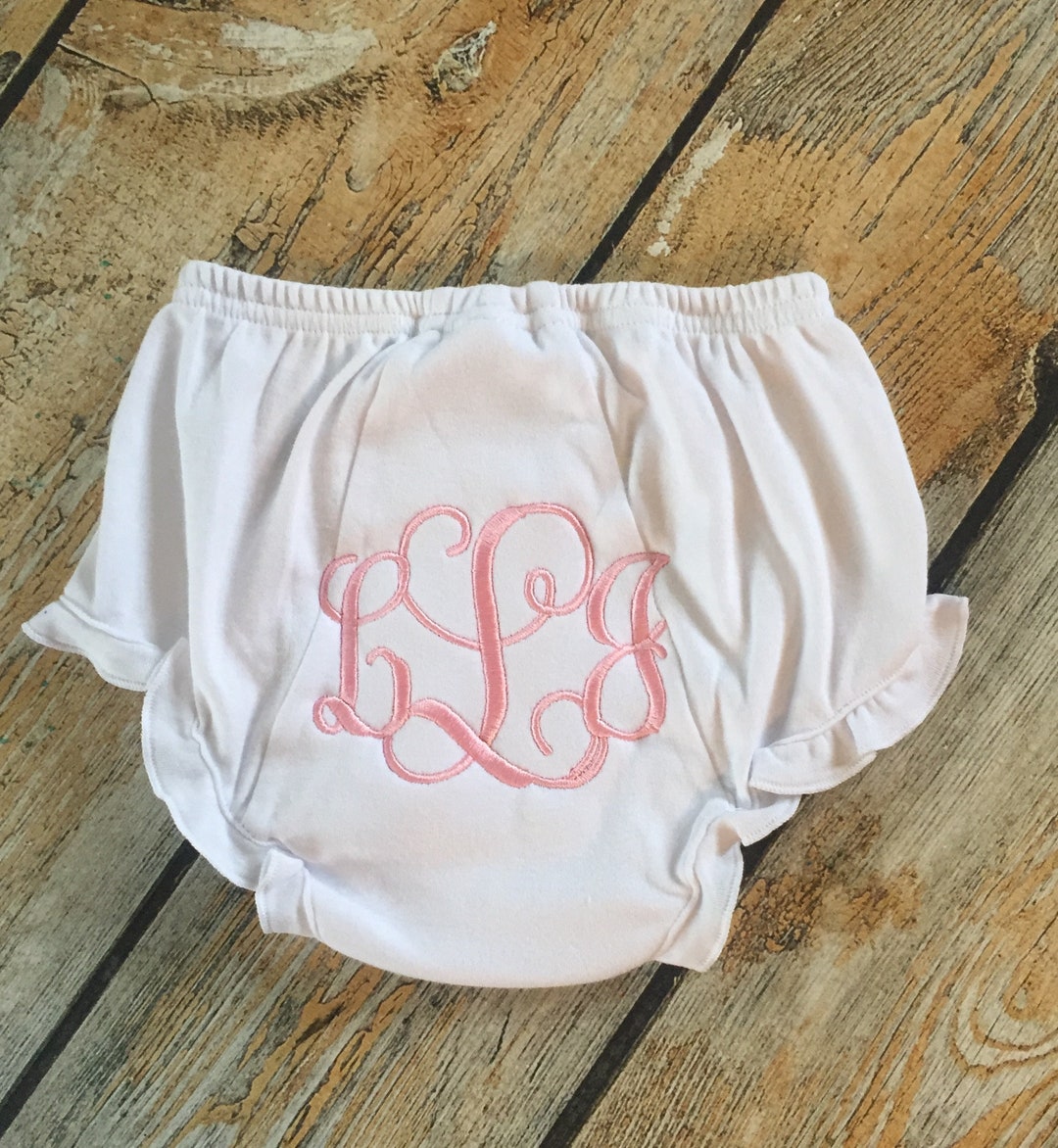 Embroidered Monogram Baby Bloomers, Monogrammed Diaper Cover, Baby Gift ...