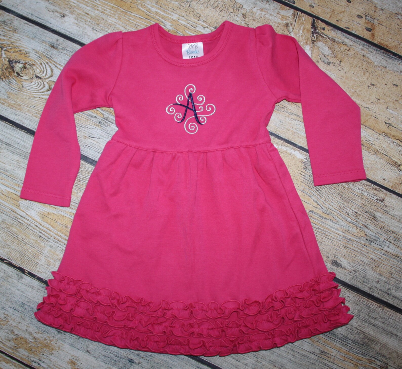 Scroll Initial Dress, Boutique Personalized Dress, Christmas Dress ...