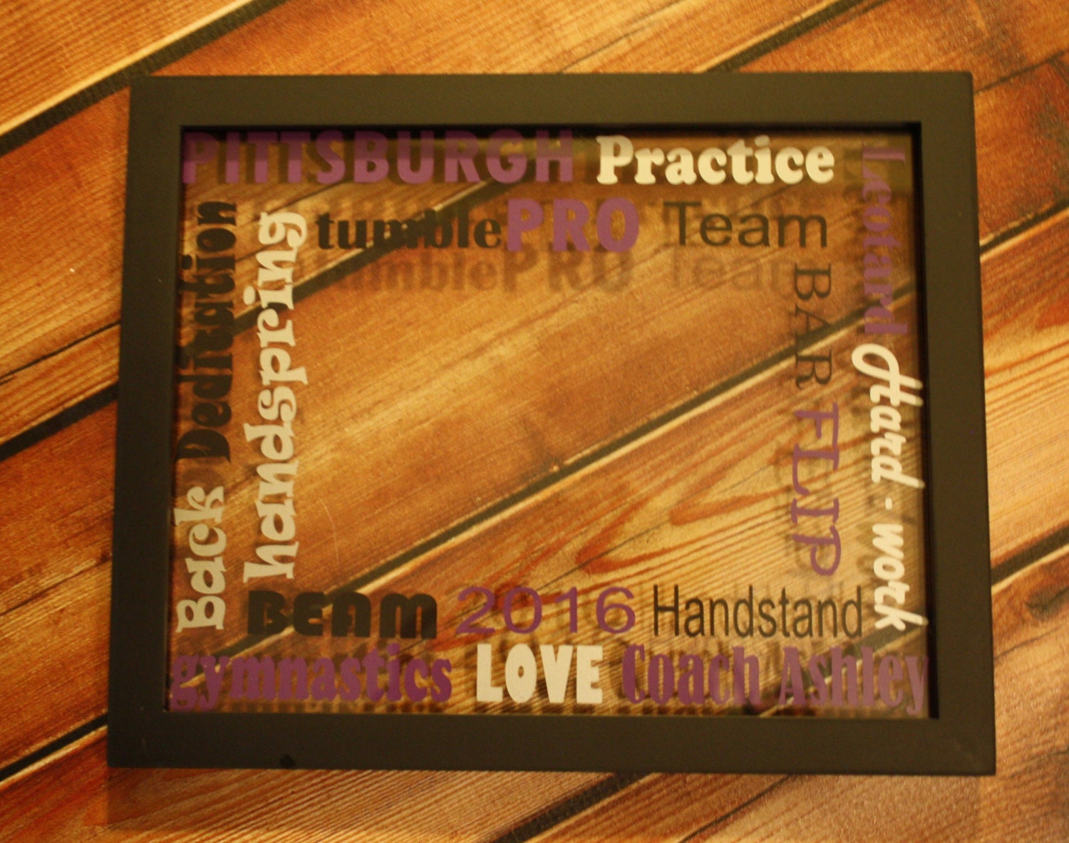 Gymnastics Words Glass Floating Picture Frame-gymnastics Team - Etsy