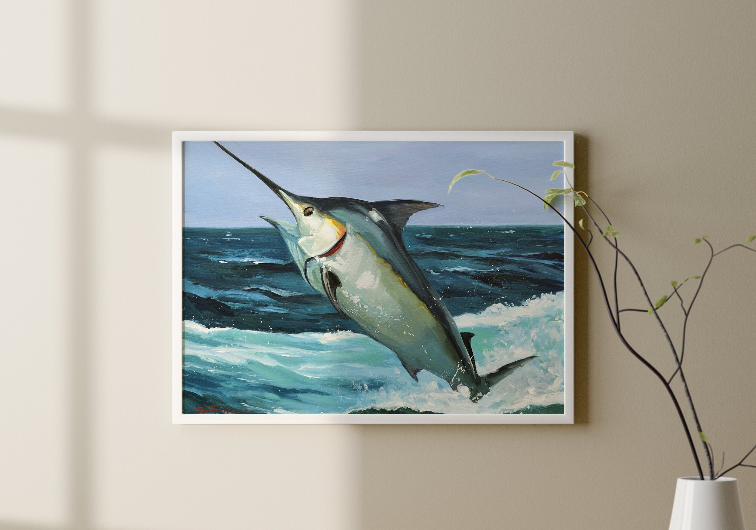 Billfish Wall Art, Ocean Life Home Decor, Fishing Wildlife Gifts for ...