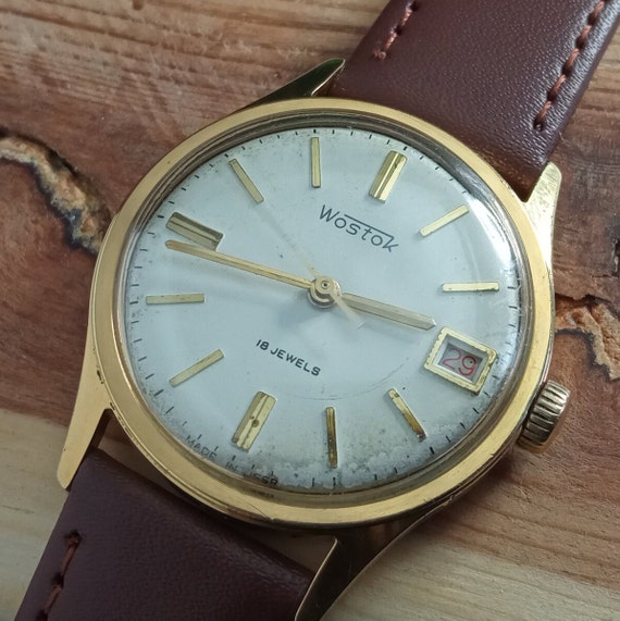 Wostok 18 Jewels Gold Plated USSR Vostok Wristwatch c… - Gem