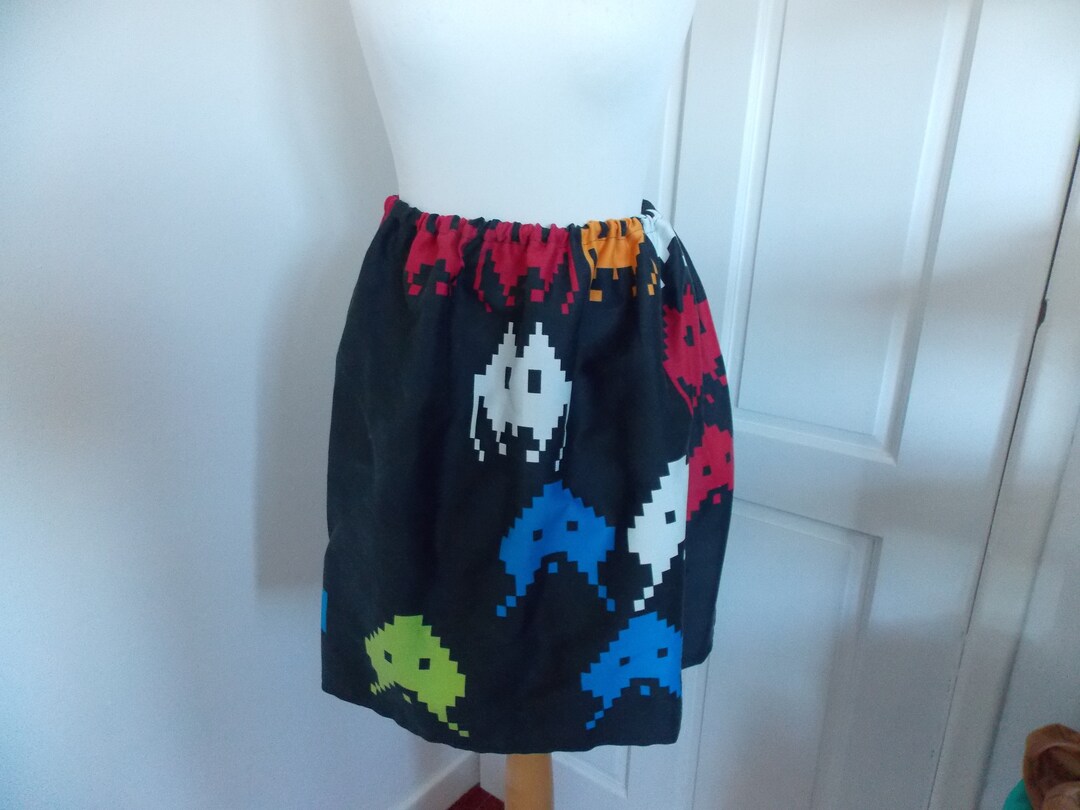 Space Invaders Skirt Handm,ade From Vintage Upcycled Fabric One Size - Etsy