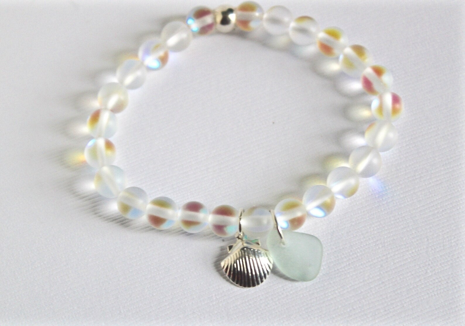 Sea Glass Bracelet Sea Glass Jewelry Mermaid Glass Beads - Etsy