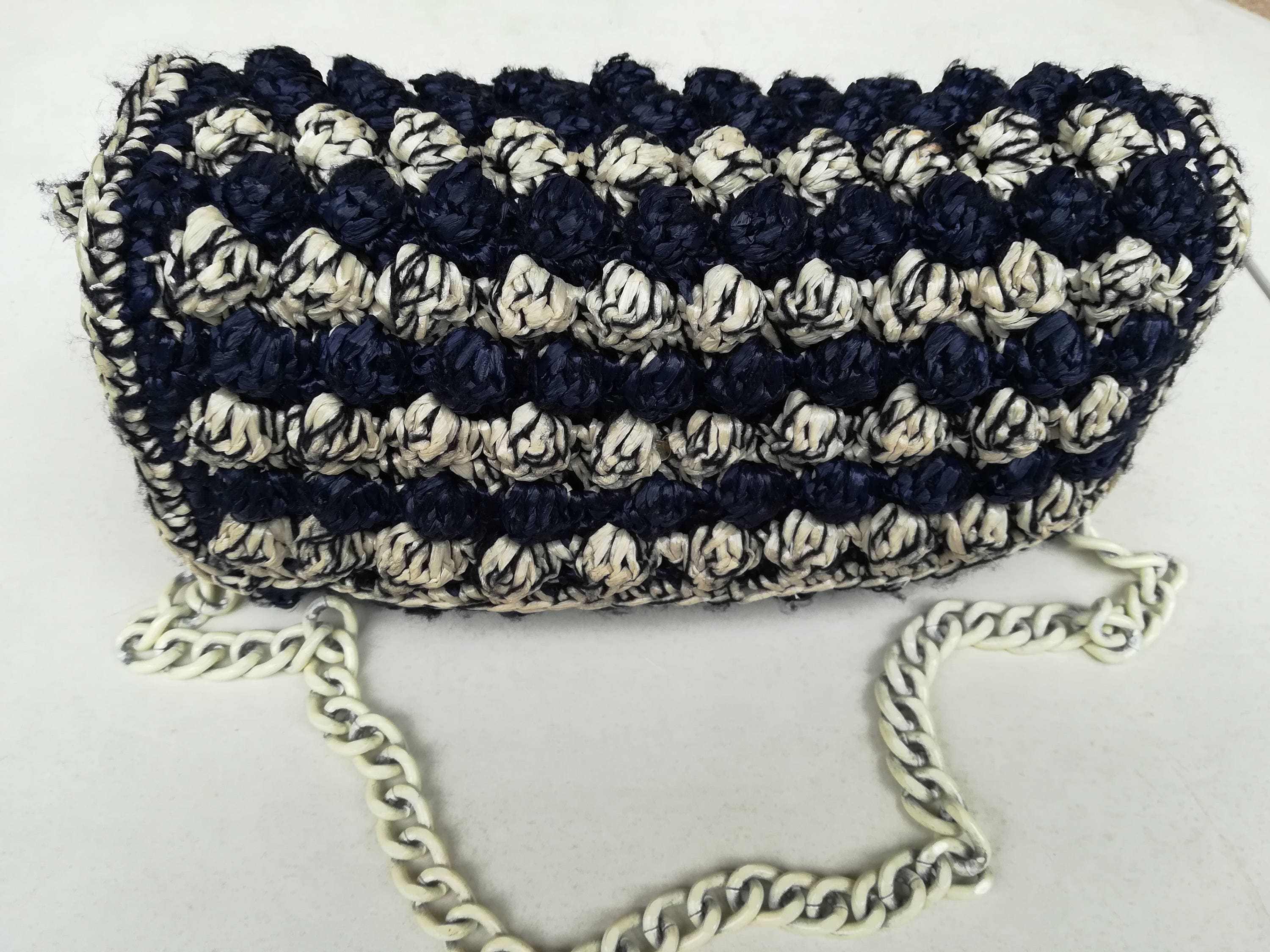 PATTERN: Raffia Blue Bag, Raffia Shoulder Bag, Raphia Bobbles Bag ...