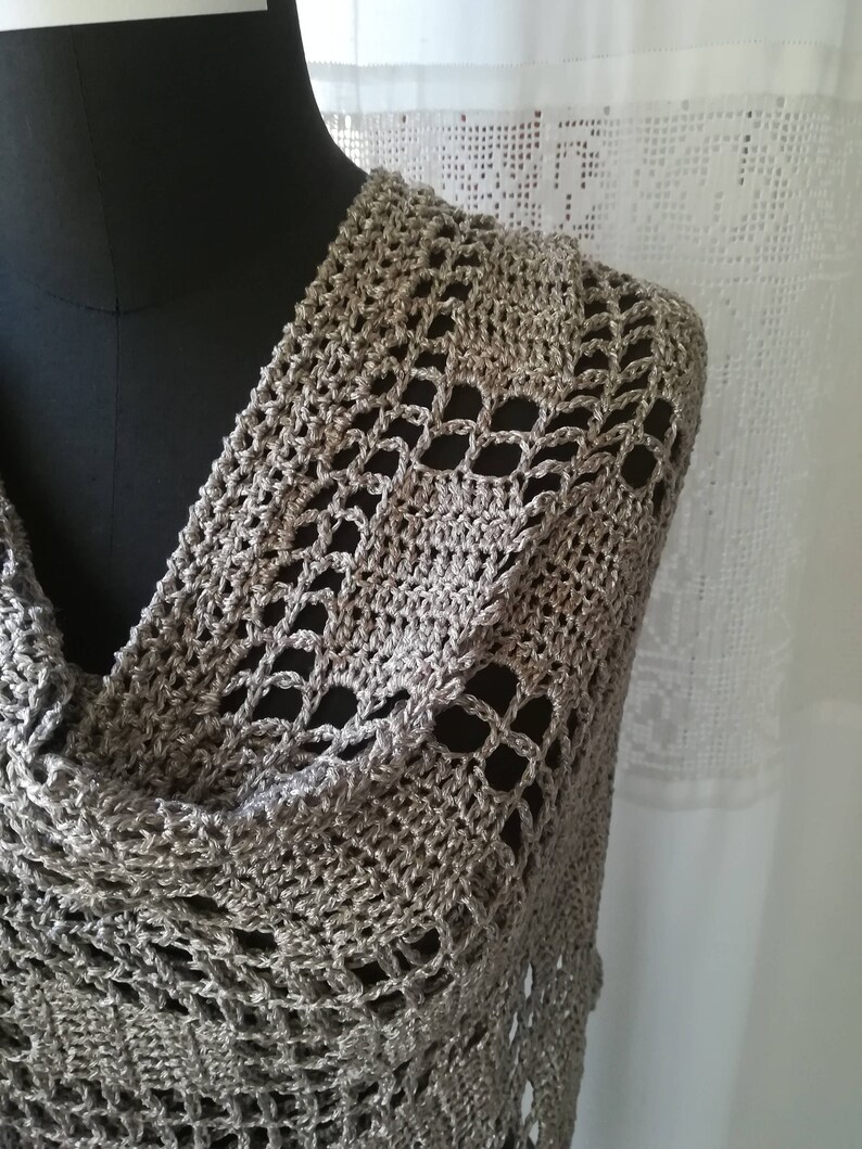 PATTERN: Silver Stole, Metallic Gray Wrap, Crochet Silver Shawl - Etsy