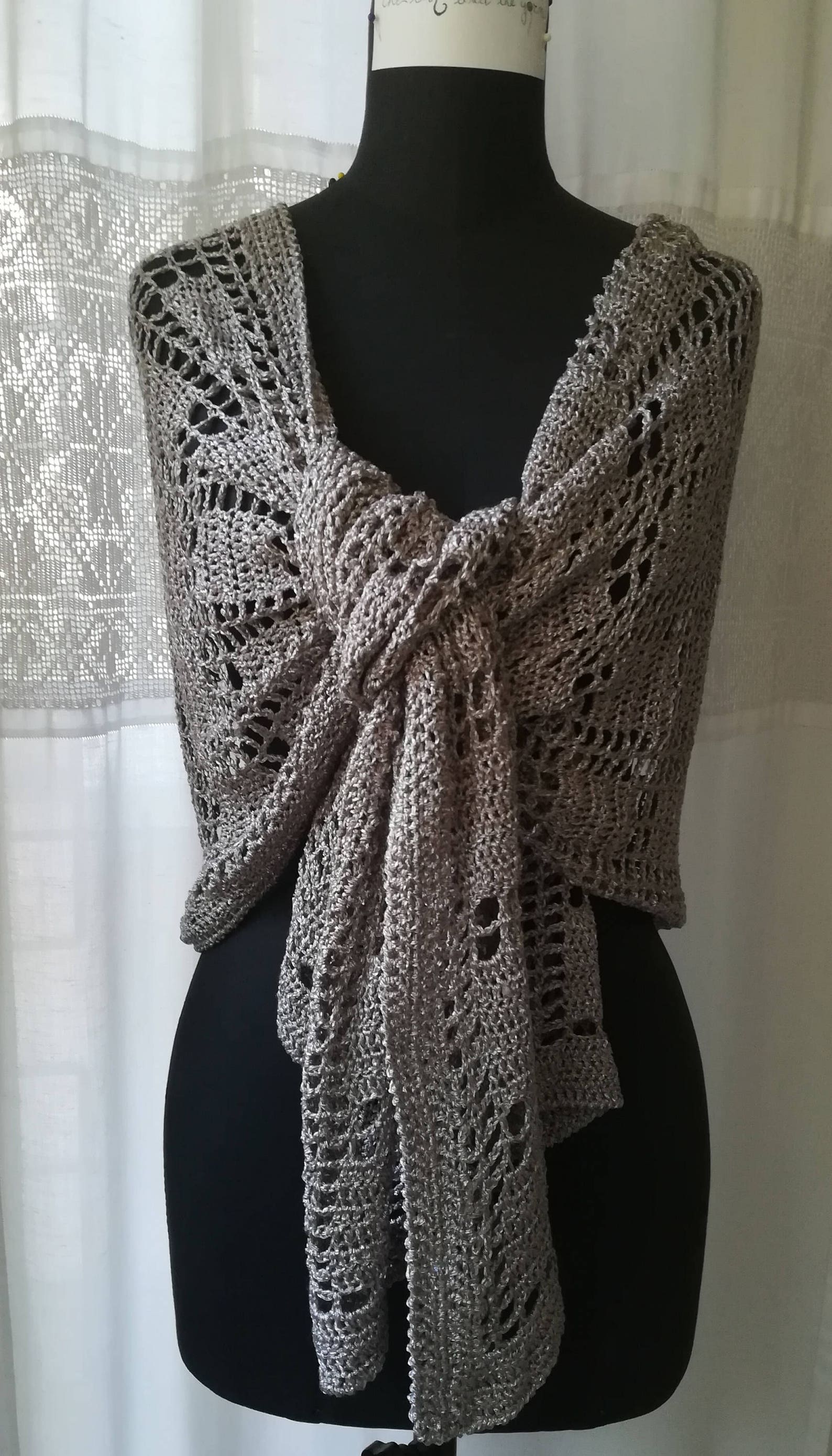 PATTERN: Silver Stole, Metallic Gray Wrap, Crochet Silver Shawl - Etsy