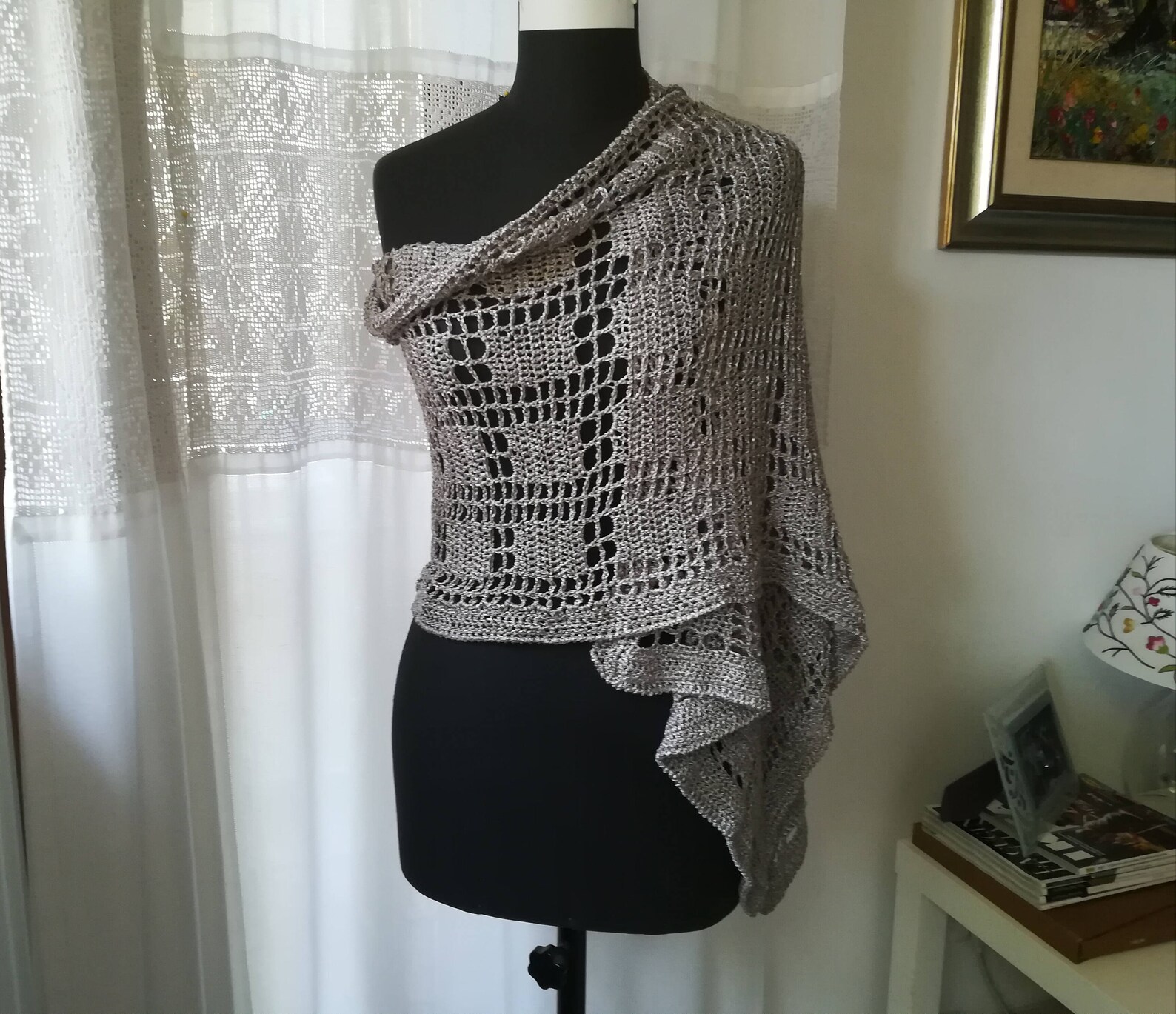 PATTERN: Silver Stole, Metallic Gray Wrap, Crochet Silver Shawl - Etsy