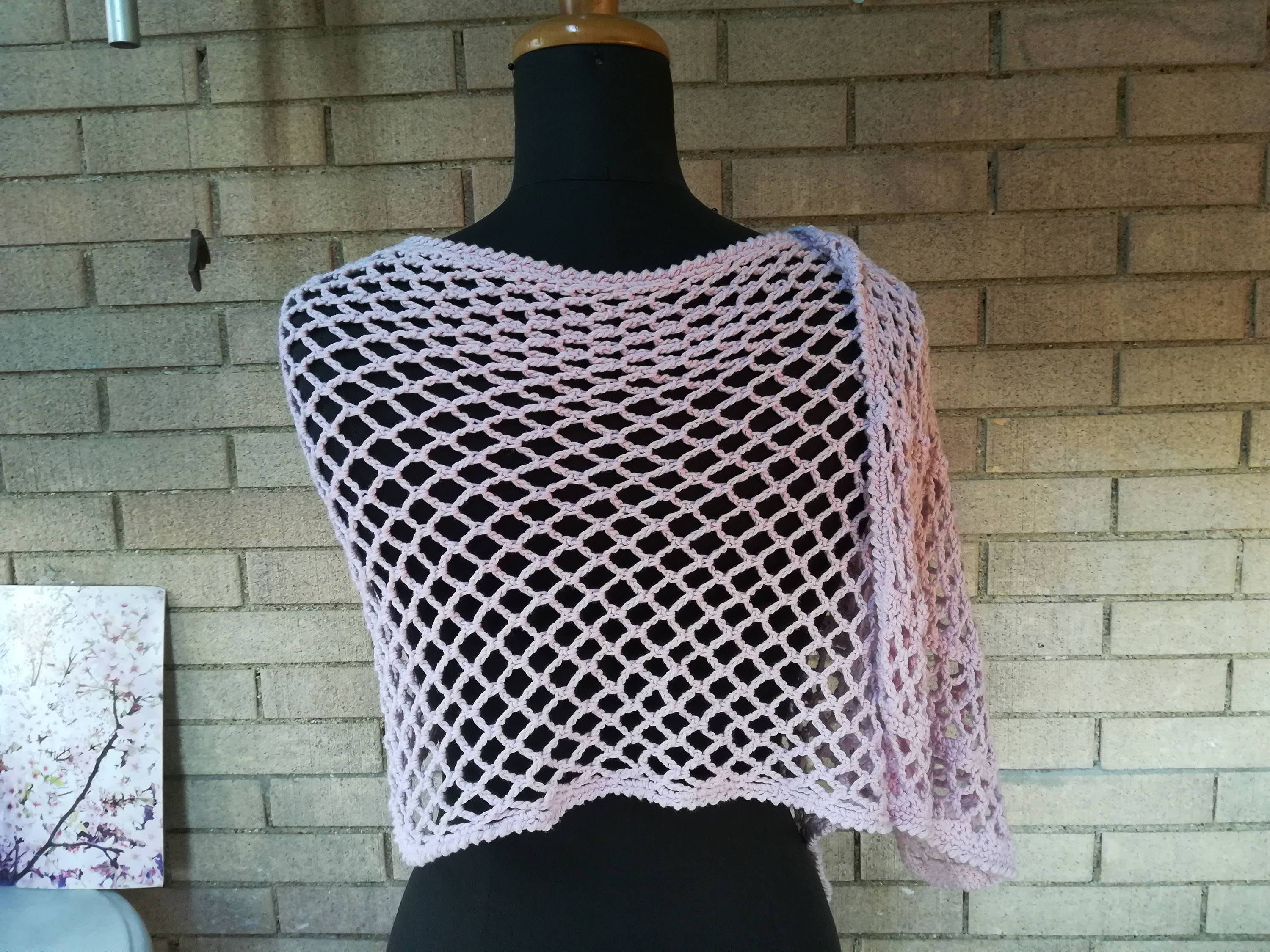 Pattern:pink Netshawl, Pink Summer Shawl, Wrap, Stole, Cotton Stole - Etsy