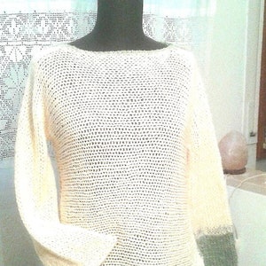 PATTERN Wool Sweater, White Jersey, White and Grey Wool Sweater ...