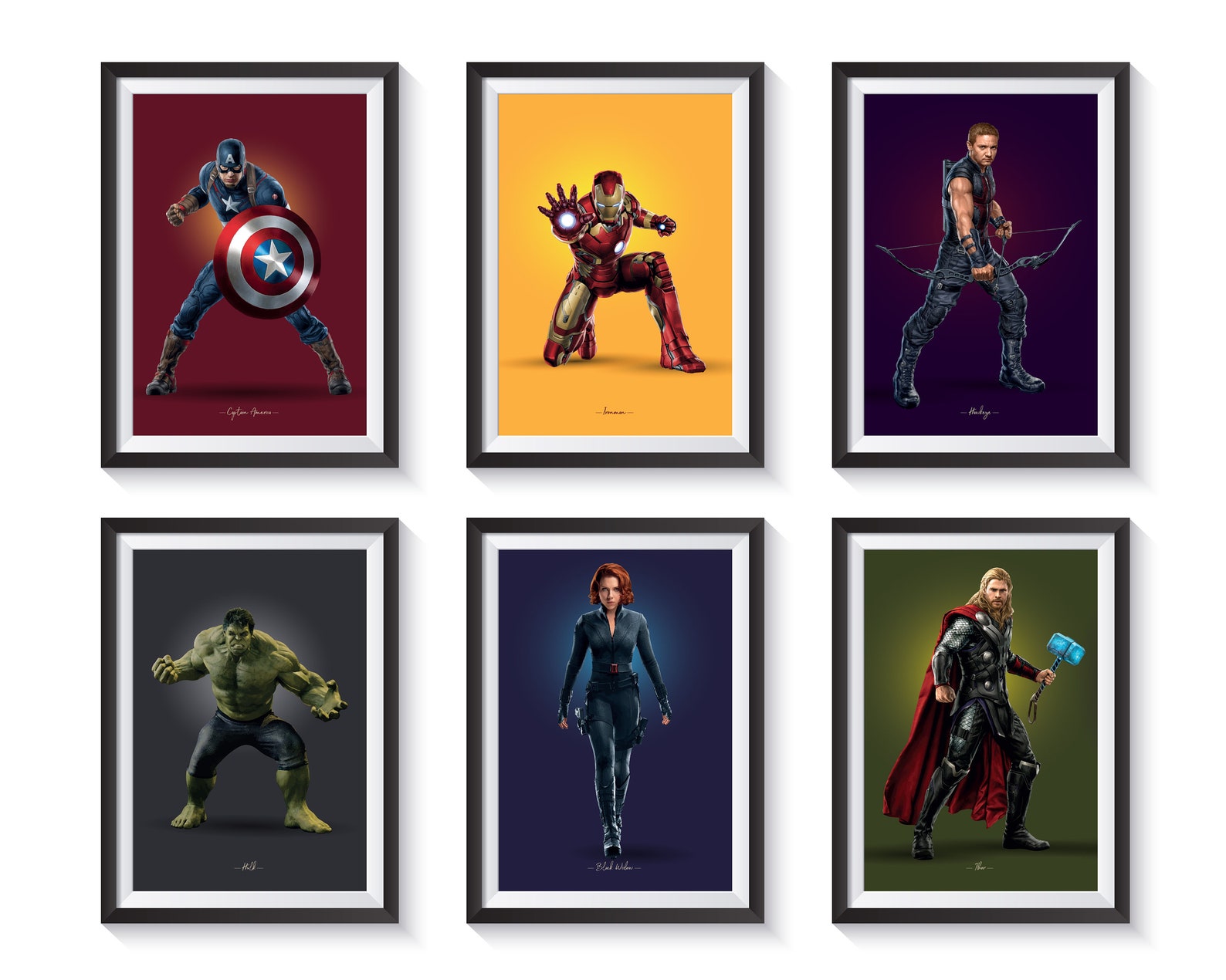 Marvel Avengers Set of 6 A4 297x210mm poster colourful | Etsy