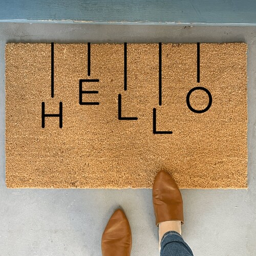 Modern Doormat Hello Door Mat Mid-century Decor Cute - Etsy