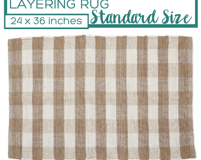 Entryway Rug, Tan and White Buffalo Check Rug, Doormat Layering Rug ...