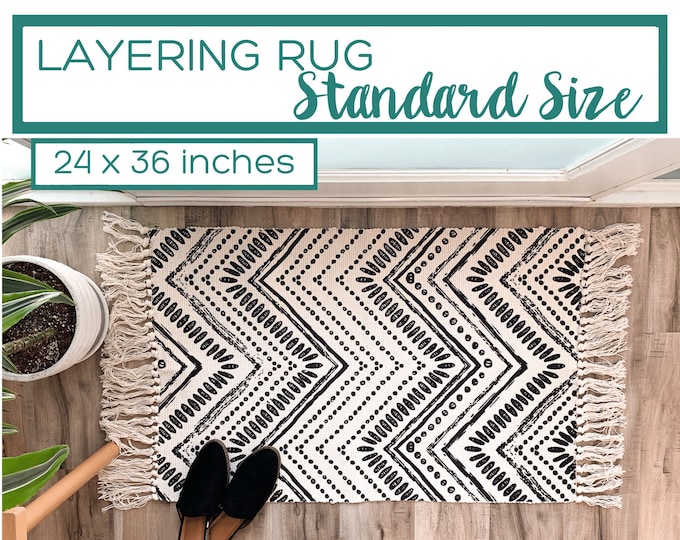 Black and White Rug Boho Rug Runner Doormat Layering Rug - Etsy