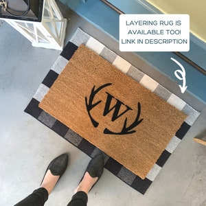 Antler Doormat, Custom Welcome Mat, Personalized Doormat, Monogram ...