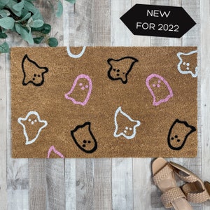 Pink Halloween Decor, Halloween Doormat, Ghost Door Mat Outdoor ...
