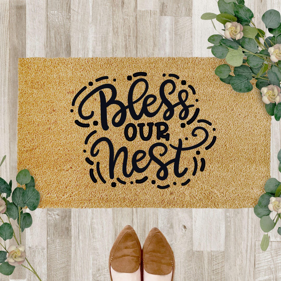 Bless Our Nest Door Mat, Christian Doormat Large, 24x36 Outdoor Welcome ...