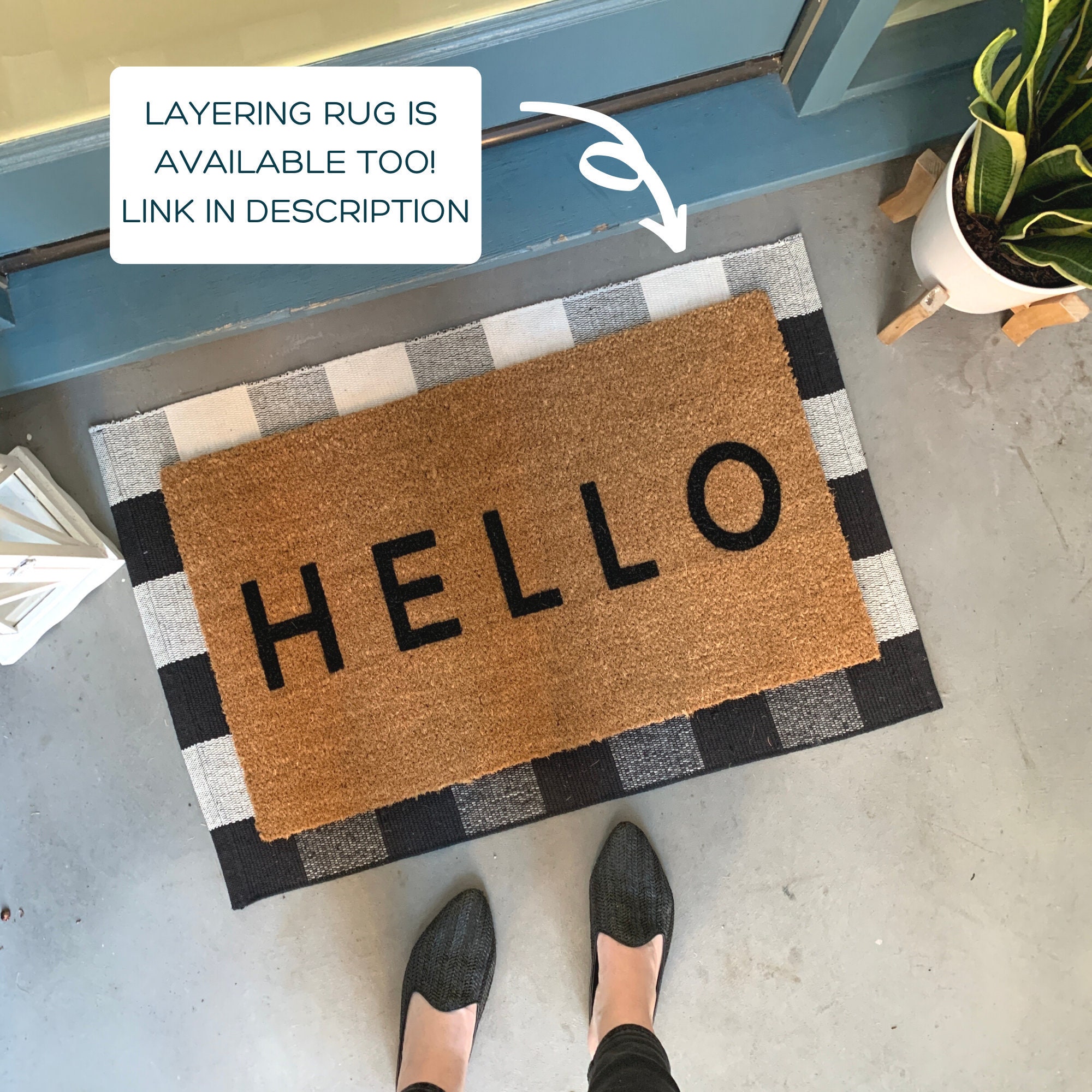Modern Doormat, Hello Door Mat, Mid-century Decor, Cute Doormat, Coir ...