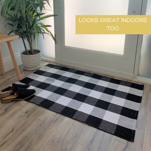 Oversized Buffalo Check Entry Rug, Doormat Layering Rug, Buffalo Plaid ...