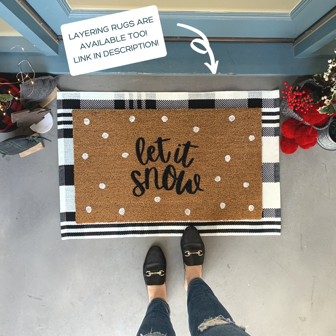 Let It Snow Door Mat Christmas Doormat Christmas - Etsy