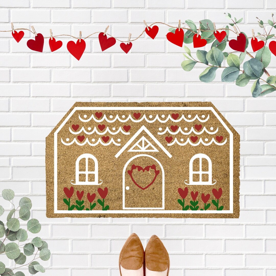 Valentine's Cottage Welcome Mat, Spring Door Mat, House Doormat ...
