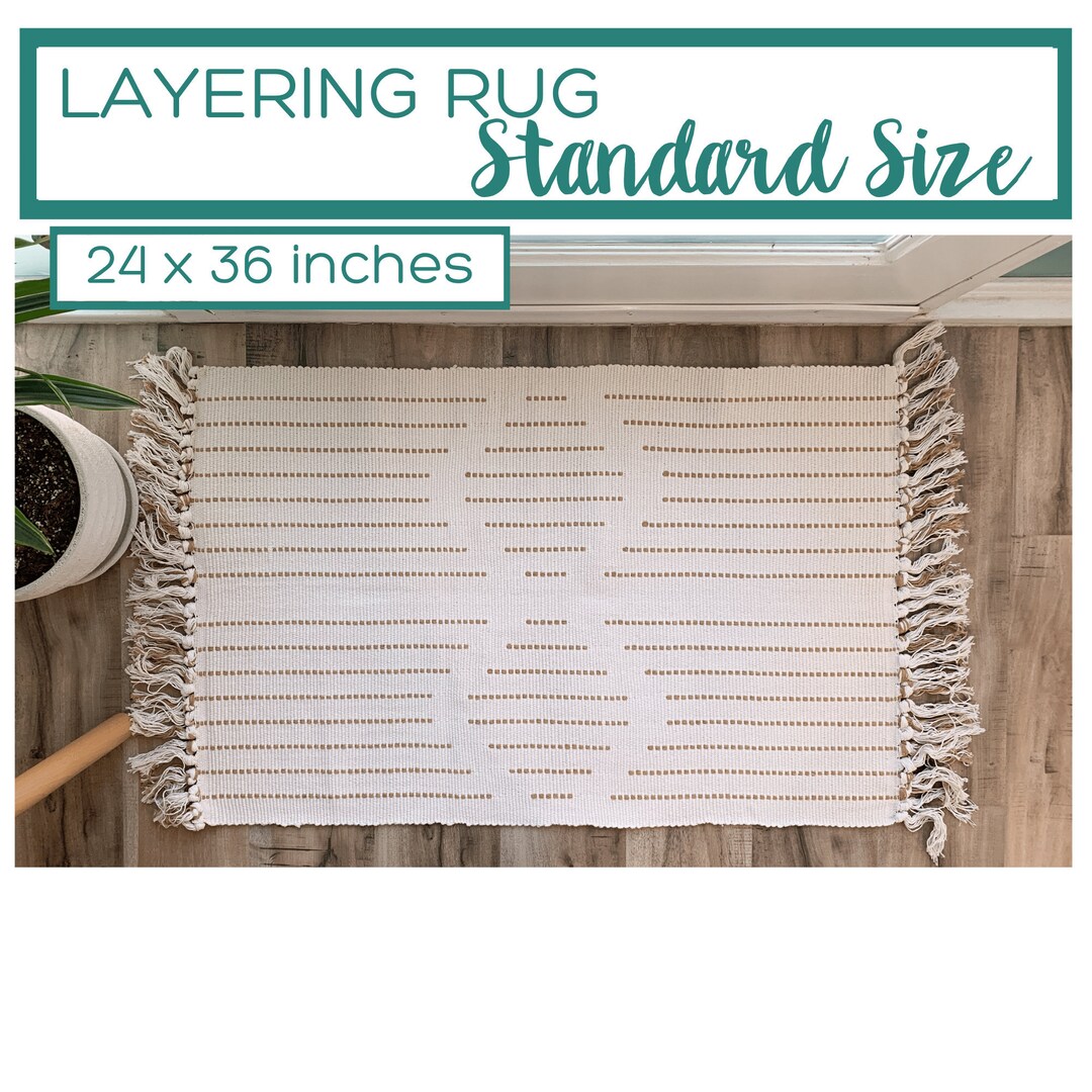 Doormat Layering Rug, Cream and Mustard Pattern Area Rug, Yellow ...