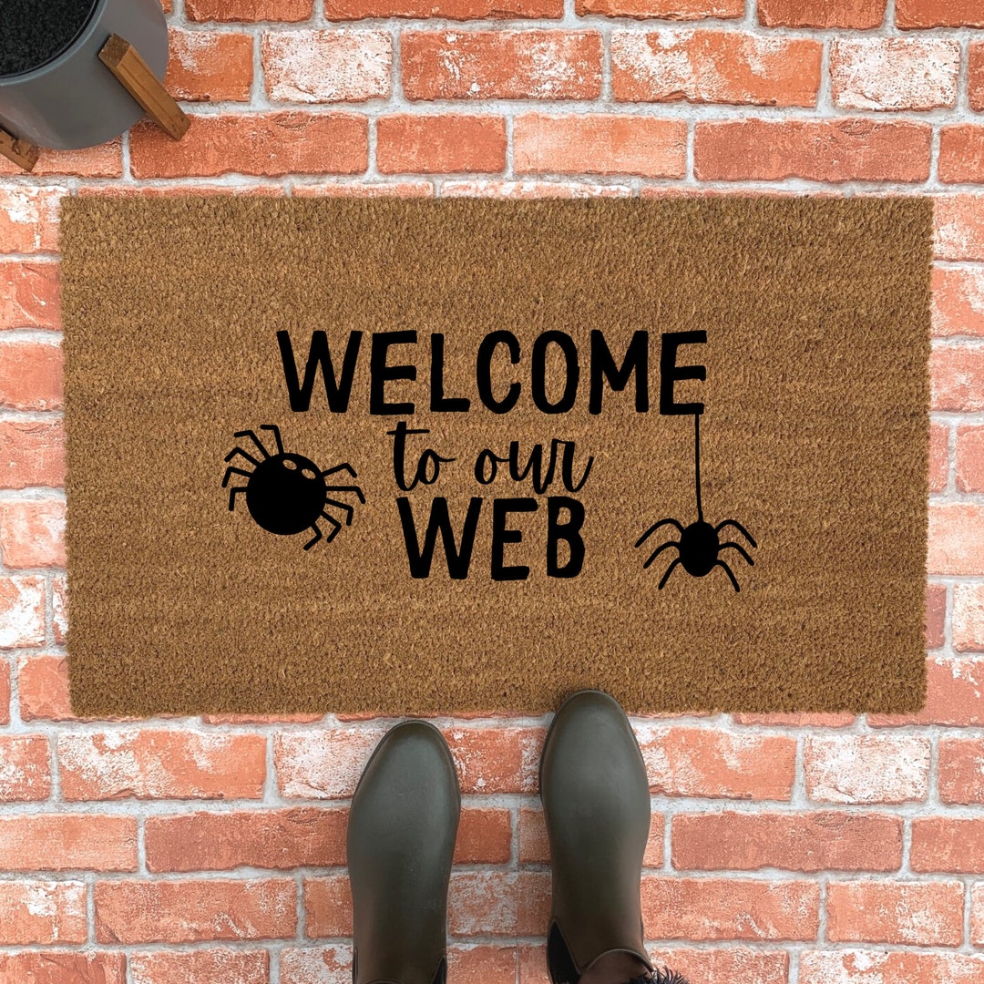 Welcome to Our Web Halloween Doormat, Spooky Porch Decor, Spider ...
