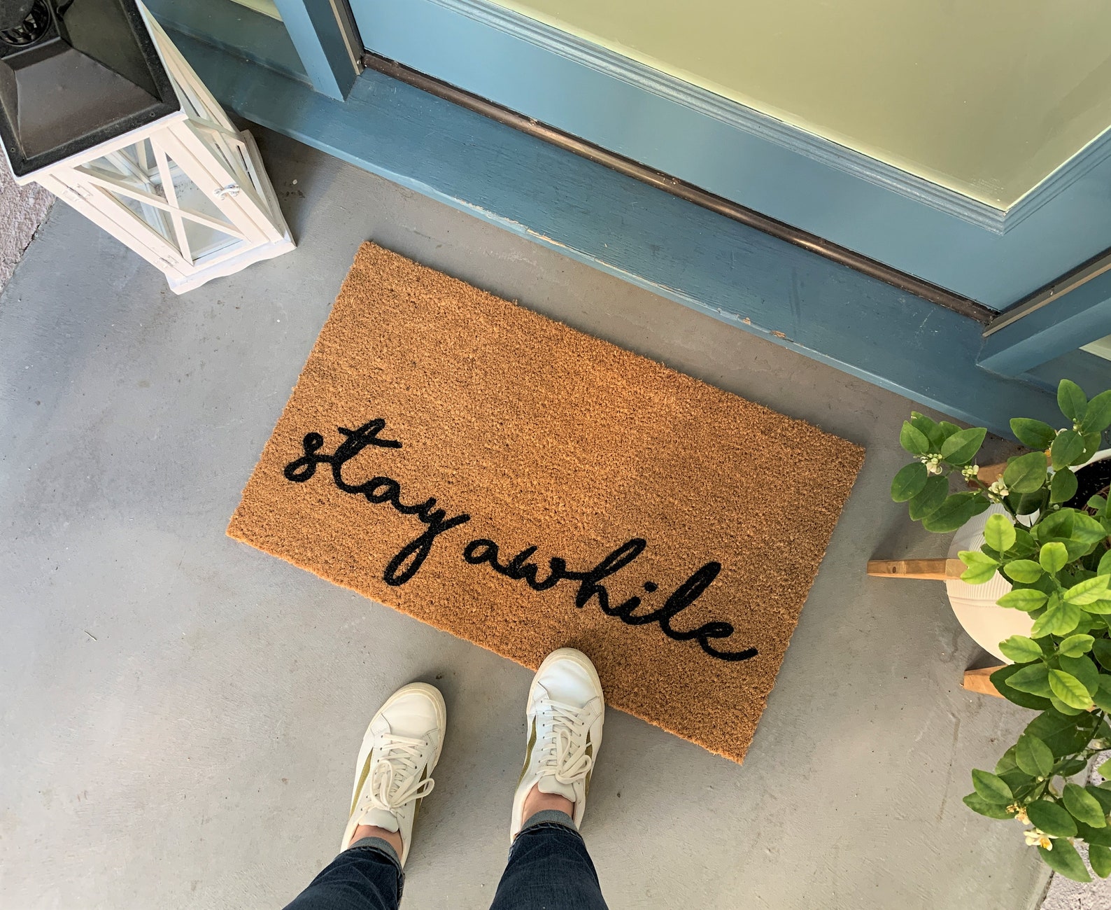 Stay awhile Doormat / Unique Doormat / Custom Doormat / Front | Etsy