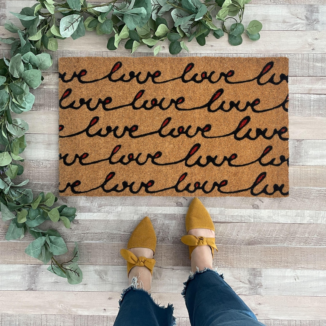 Love Doormat, Valentine's Welcome Mat, Spring Door Mat, Heart Decor ...