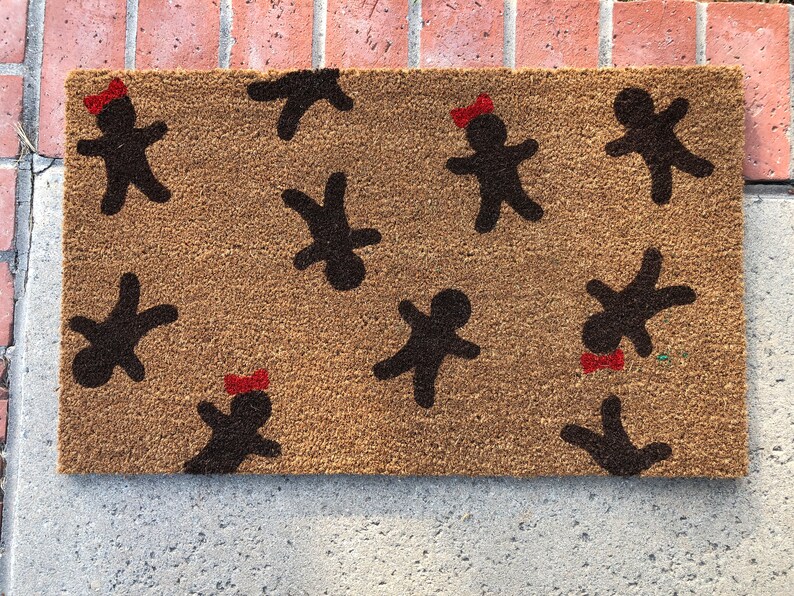 Gingerbread Decor, Christmas Doormat, Holiday Welcome Mat, Gingerbread ...