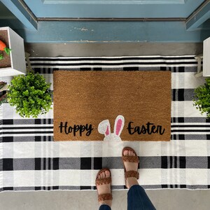 Easter Doormat, Hoppy Easter, Bunny Doormat, Funny Bunny, Outdoor ...