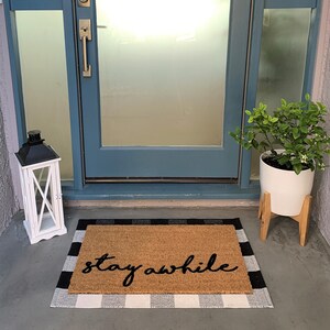Stay Awhile Doormat, Unique Doormat, Summer Front Porch Decor, Outdoor ...