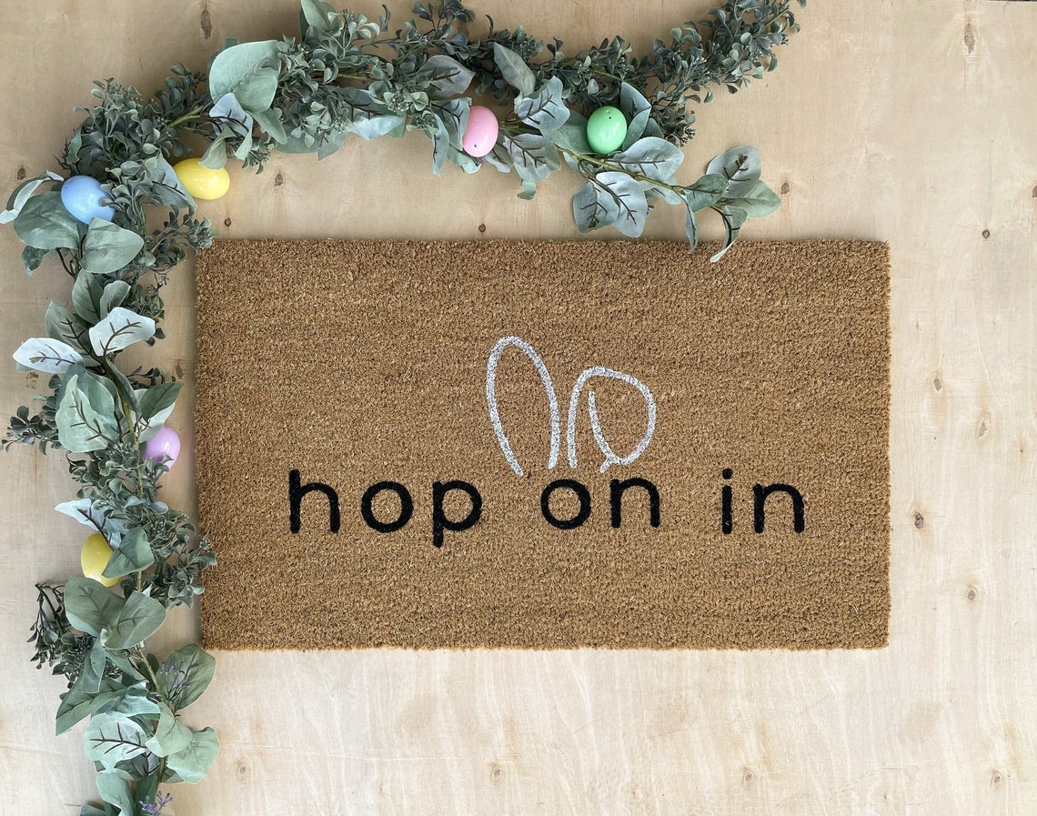 Easter Bunny Decor Outdoor Welcome Mat Spring Welcome Mat | Etsy