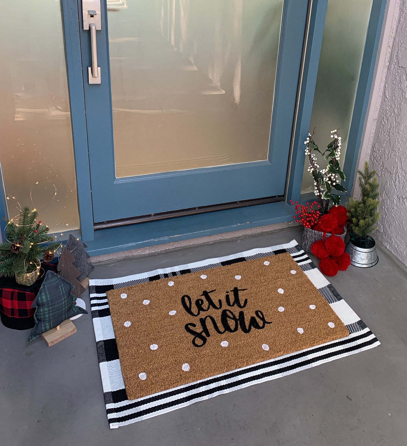 Let It Snow Door Mat Christmas Doormat Christmas - Etsy
