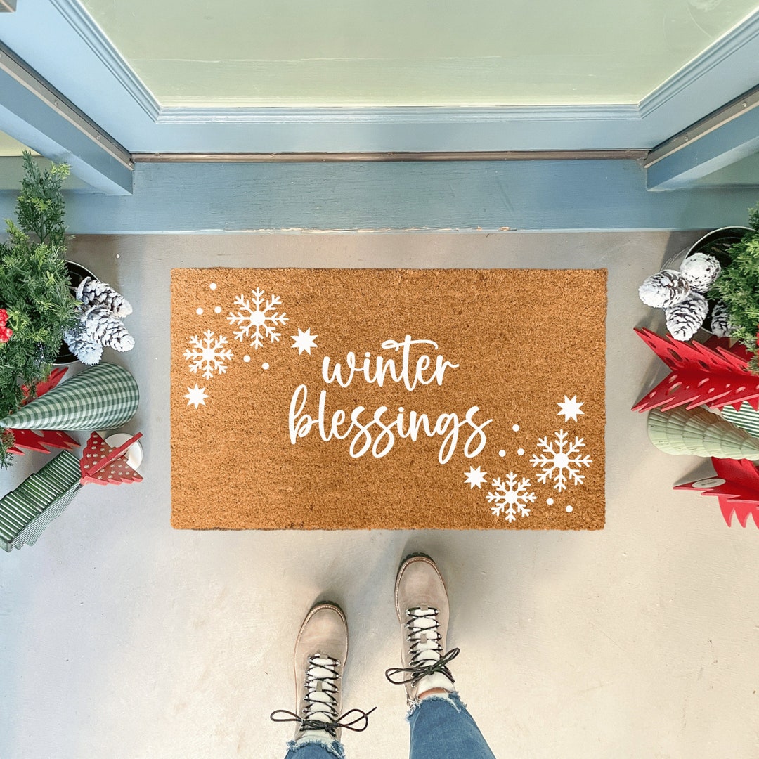 Winter Blessings Doormat, Christmas Doormat, Winter Doormat Snowflake ...