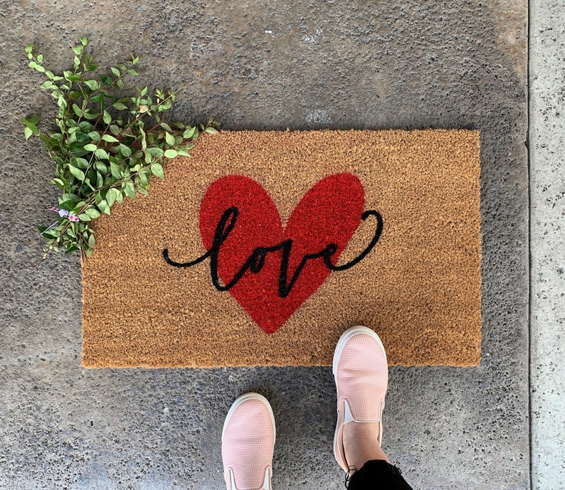Valentine's Welcome Mat Spring Door Mat Heart Decor - Etsy