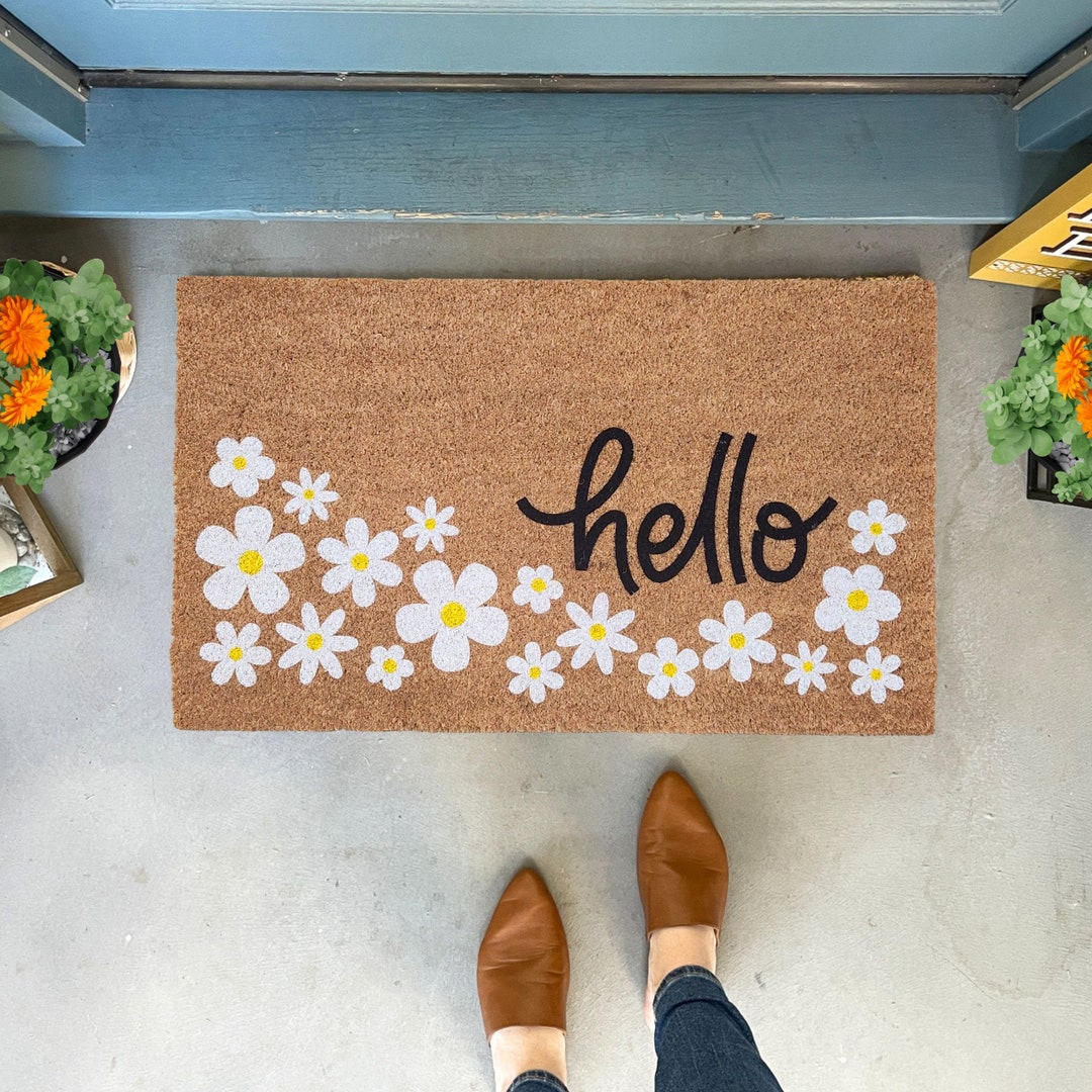 Spring Flower Doormat, Daisy Doormat Large, Floral Door Mat, Spring ...
