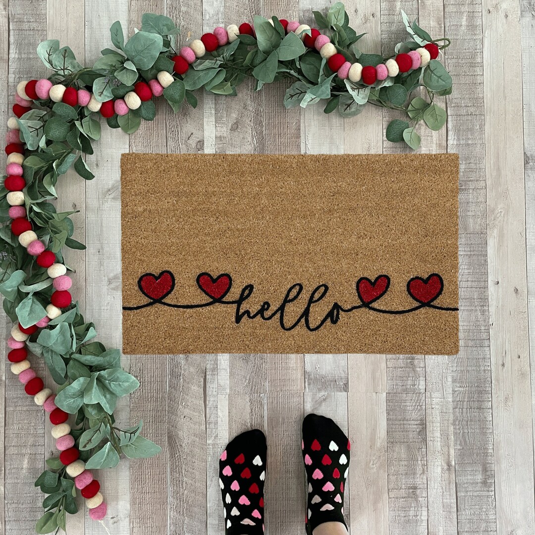 Valentine's Heart Decor, Heart Doormat, Valentines Doormat, Doormat ...
