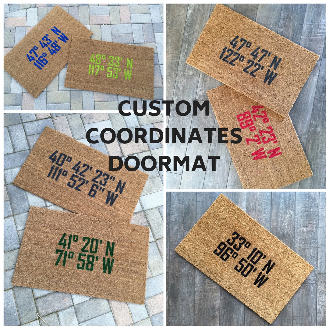 Custom Doormat Large, Custom Coordinates Gift Location, Personalized ...