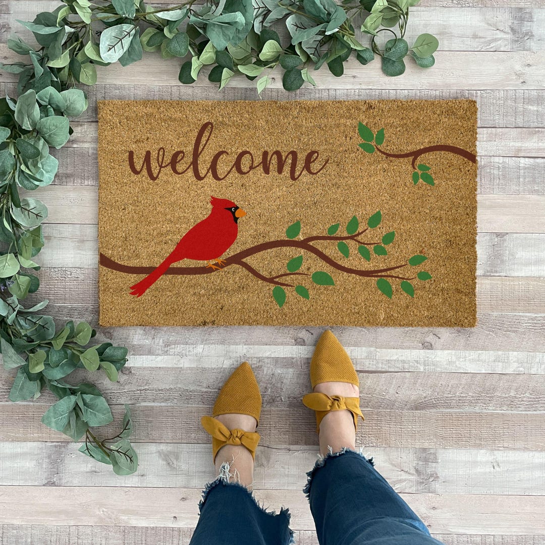 Cardinal Doormat Outdoor, Cardinal Gift for Bird Lovers, Bird Welcome ...