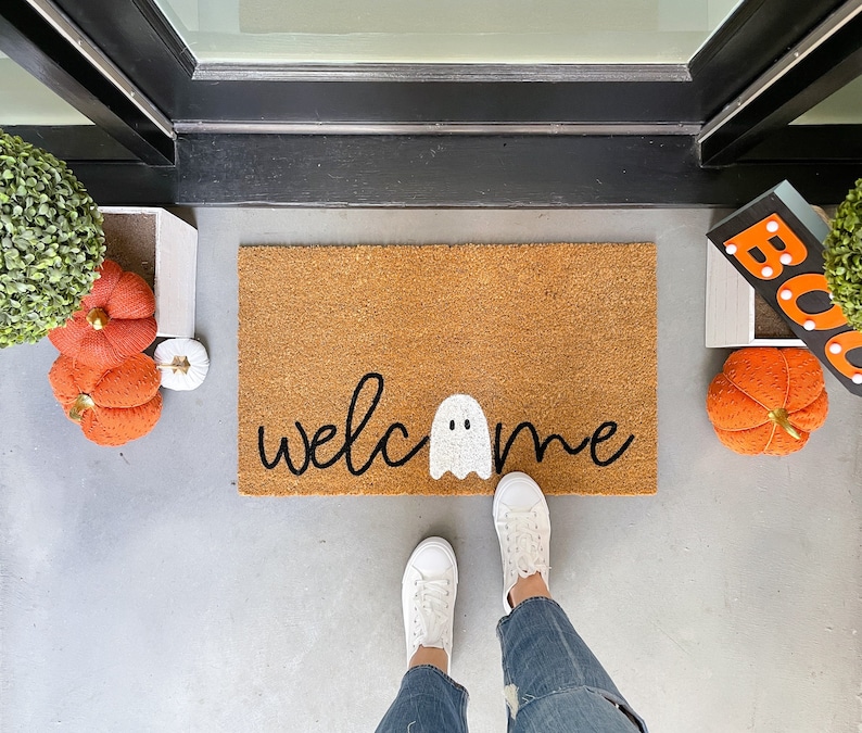 Halloween Doormat Ghost Welcome Mat Halloween Decor Outdoor - Etsy