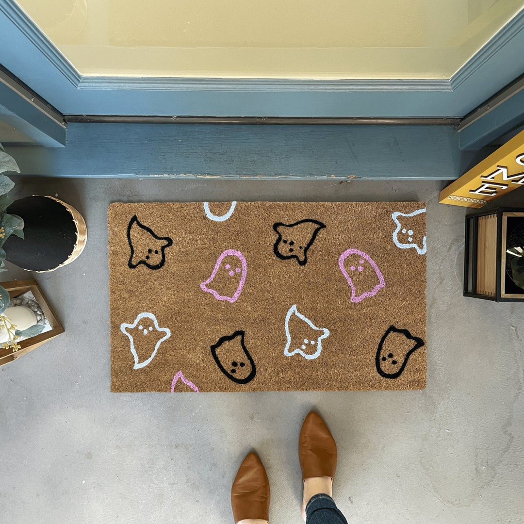 Pink Halloween Decor, Halloween Doormat, Ghost Door Mat Outdoor ...