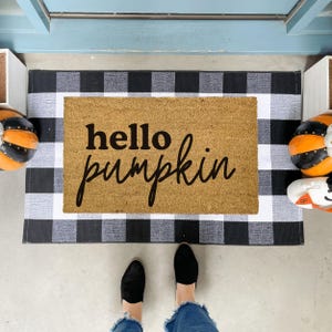 Hello Pumpkin Doormat, Fall Porch Decor, Thanksgiving Doormat, Fall ...
