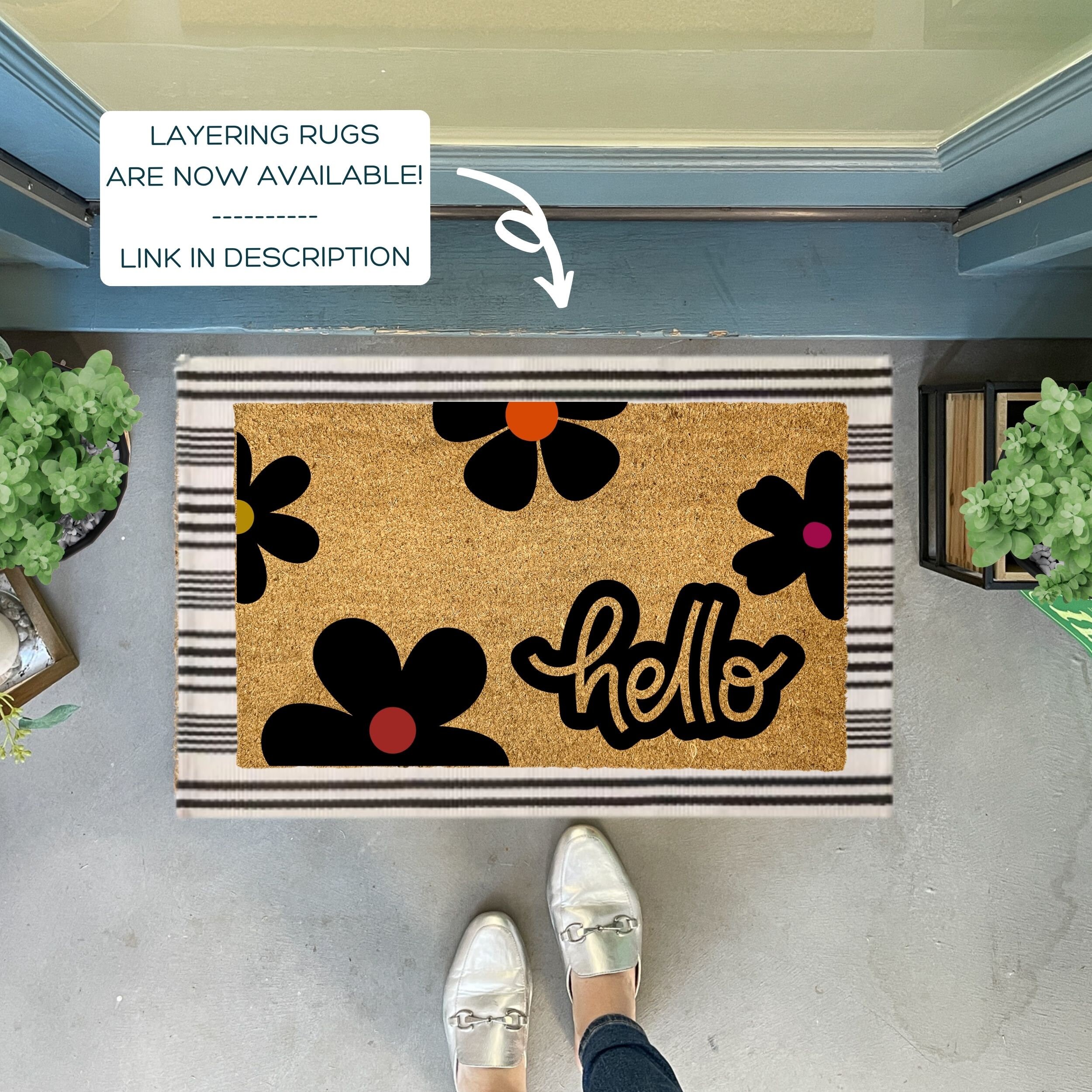 Spring Doormat Flowers, Daisy Doormat Large, Floral Door Mat, Spring ...