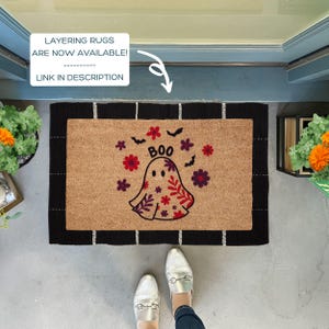 Halloween Doormat Cute, Ghost Welcome Mat, Flower Doormat, Ghost ...