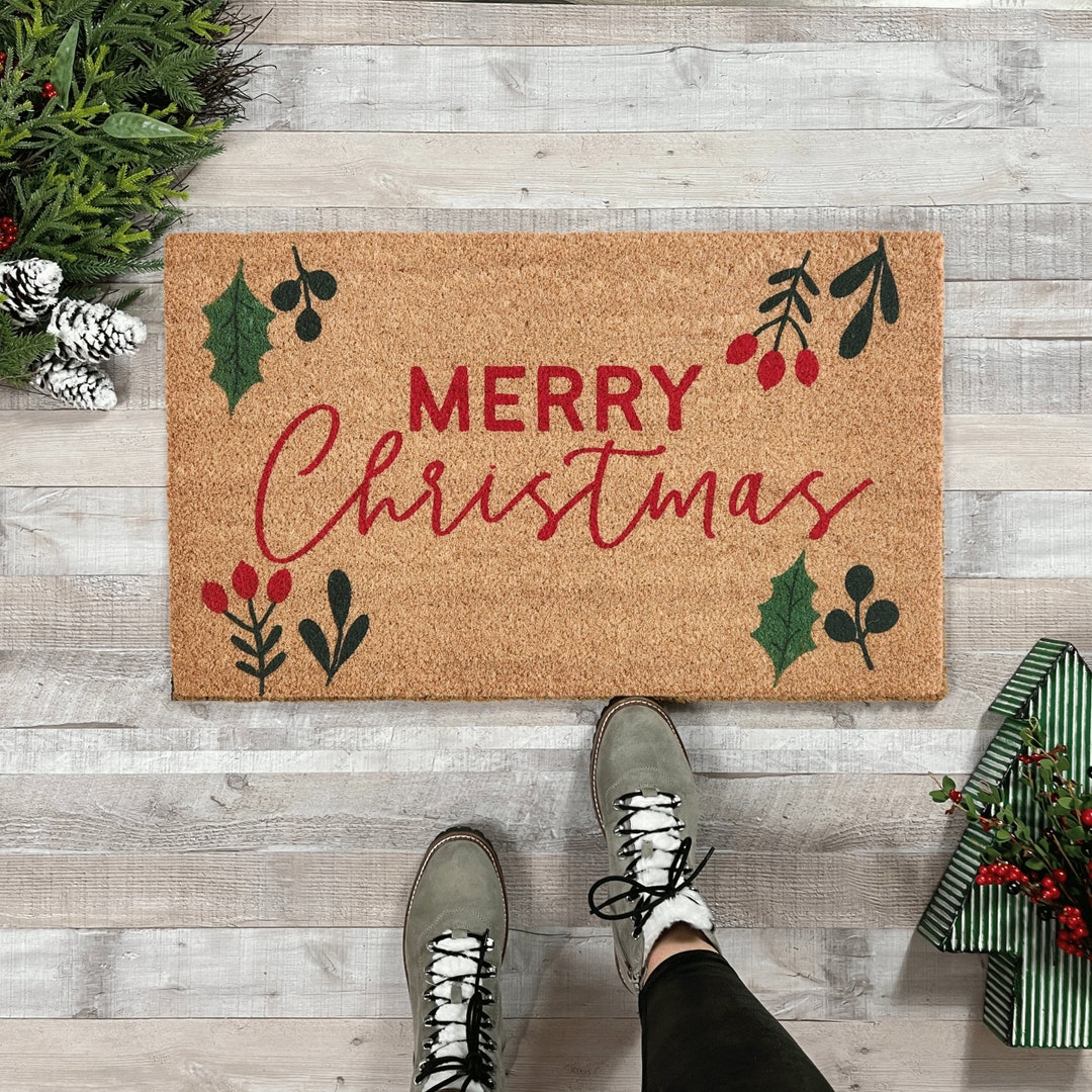 Merry Christmas Doormat, Holiday Door Mat, Holiday Decor for Porch ...